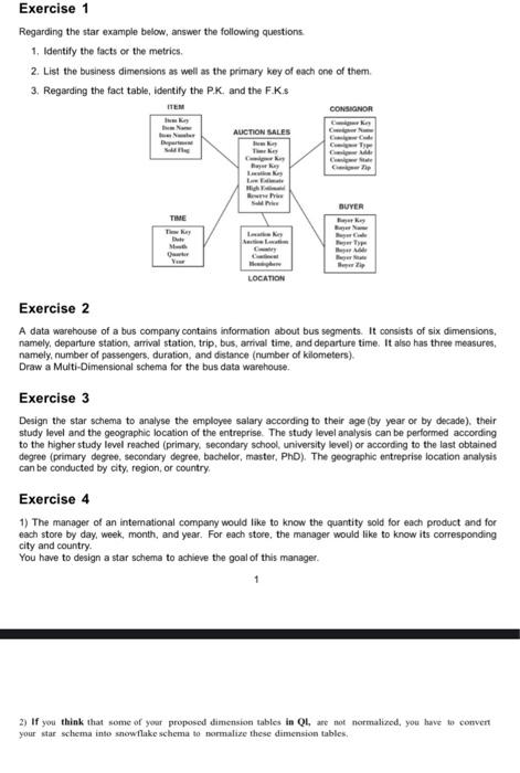 Solved Exercise 1 Regarding the star example below, answer | Chegg.com