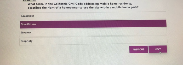 Solved What term, in the California Civil Code addressing | Chegg.com