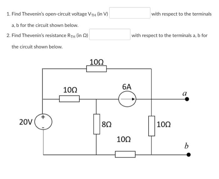 Solved 1. Find Thevenin's open-circuit voltage VTH (in V ) | Chegg.com