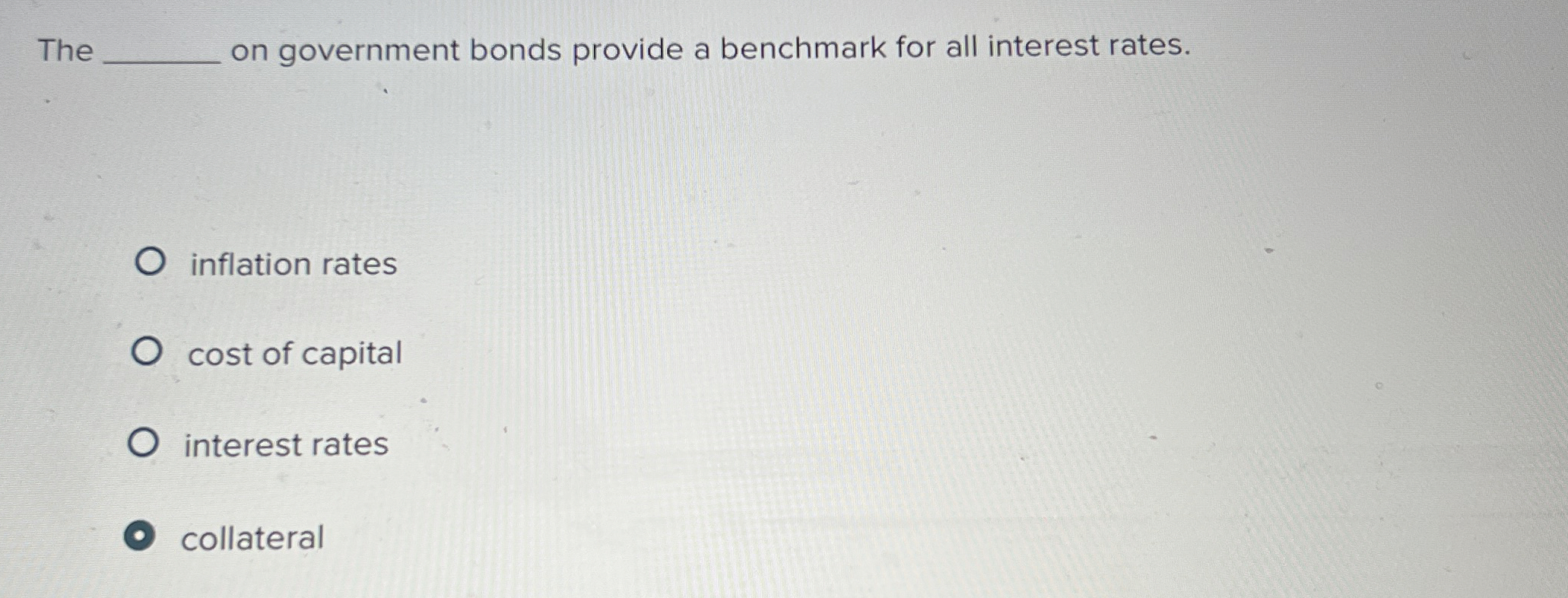 Solved Theon government bonds provide a benchmark for all | Chegg.com