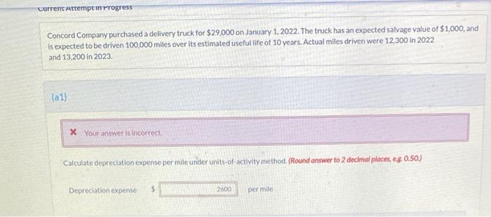 Solved Current Attemptin progress Concord Company purchased | Chegg.com