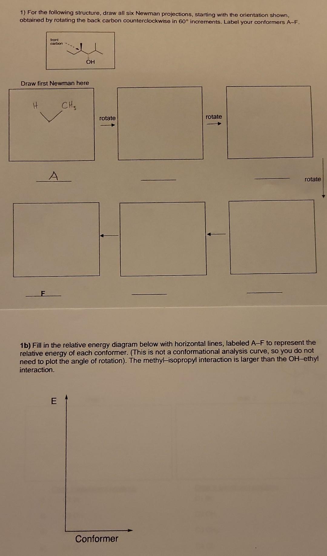 Solved 1) For the following structure, draw all six Newman | Chegg.com