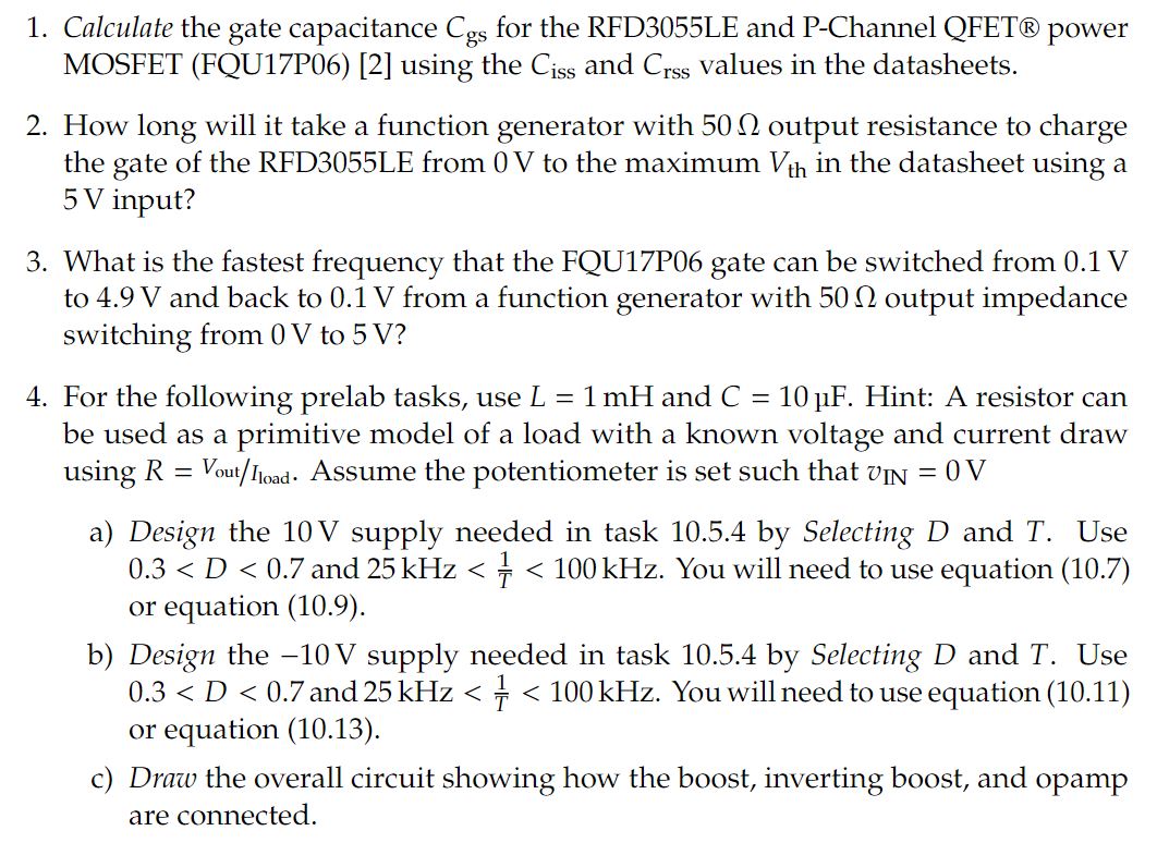Solved MOSFET (FQU17P06) [2] ﻿using the Ciss ﻿and Crss | Chegg.com