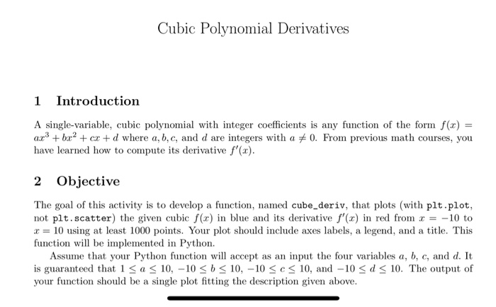 Solved Cubic Polynomial Derivatives 1 Introduction A | Chegg.com