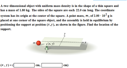 A two-dimensional object with uniform mass density is | Chegg.com