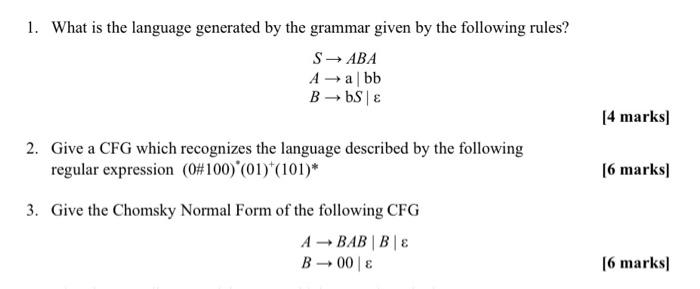 Solved 1. What is the language generated by the grammar | Chegg.com