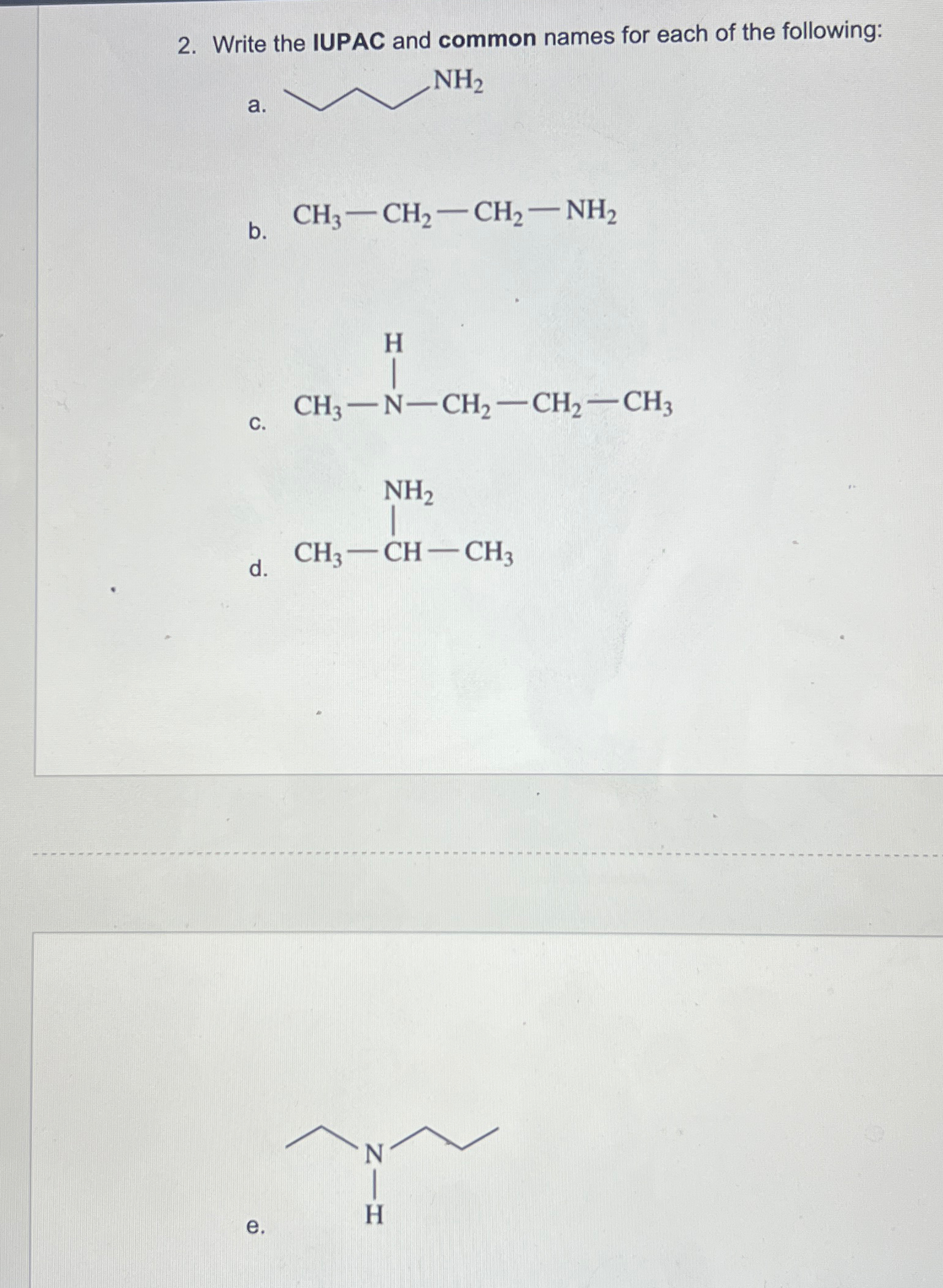 Solved Write the IUPAC and common names for each of the | Chegg.com