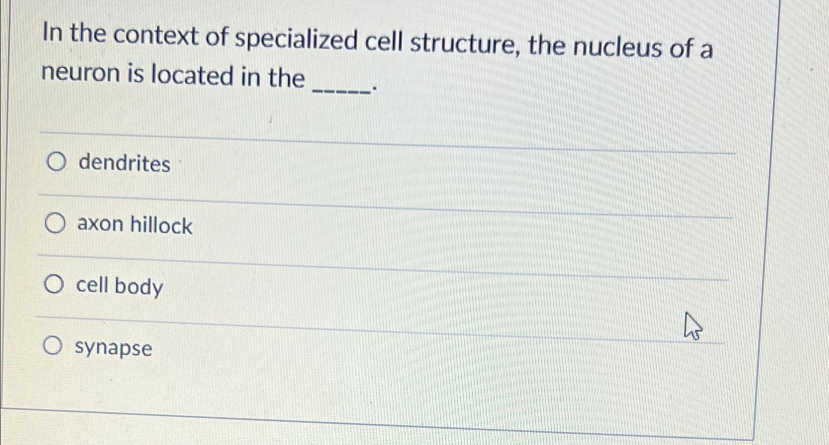 Solved In the context of specialized cell structure, the | Chegg.com