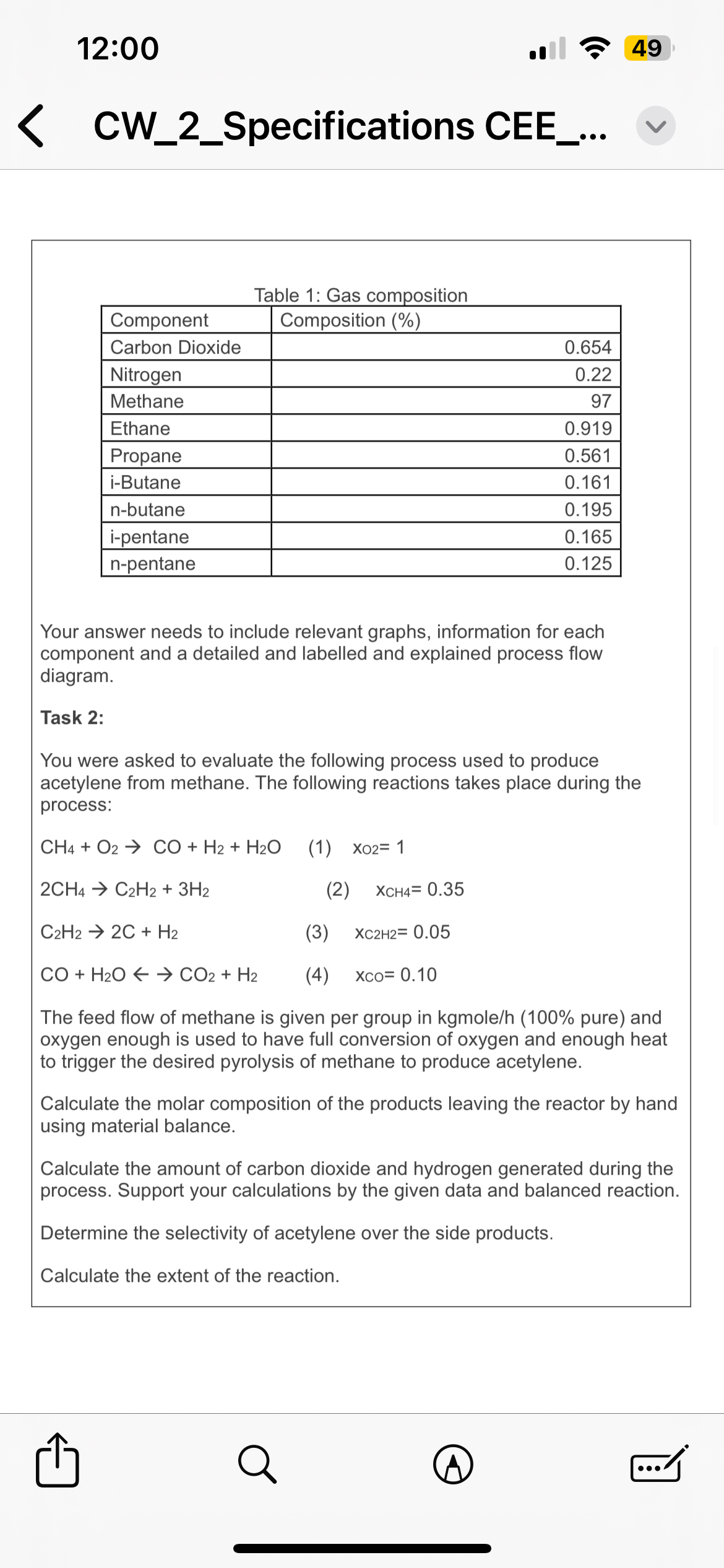 12:00CW_2_Specifications CEE_...Table 1: Gas | Chegg.com