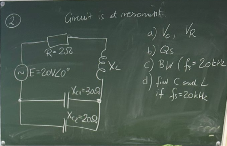 Solved Circuit is at resonant Please solve for a,b,c,d | Chegg.com