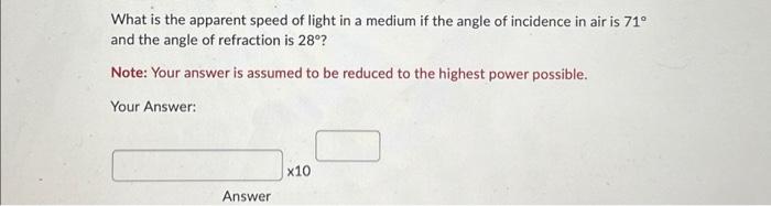 Solved What is the apparent speed of light in a medium if | Chegg.com