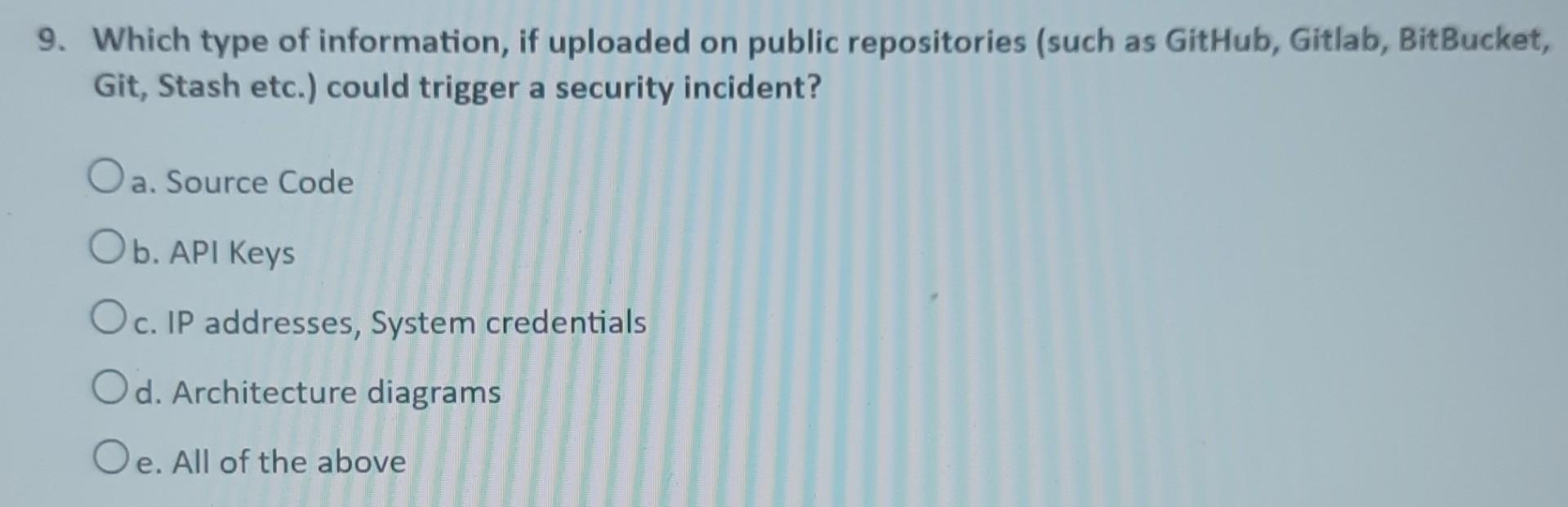 9. Which type of information, if uploaded on public | Chegg.com