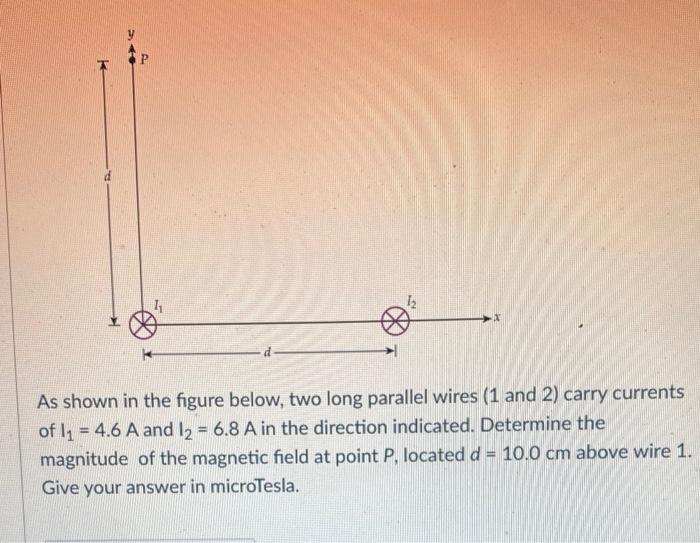 Solved As shown in the figure below, two long parallel wires | Chegg.com