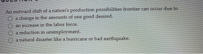 Solved An outward shift of a nation's production | Chegg.com