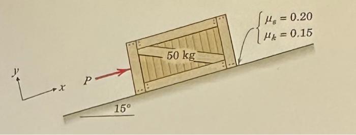 Solved The 50 kg crate is stationary when the force P is | Chegg.com