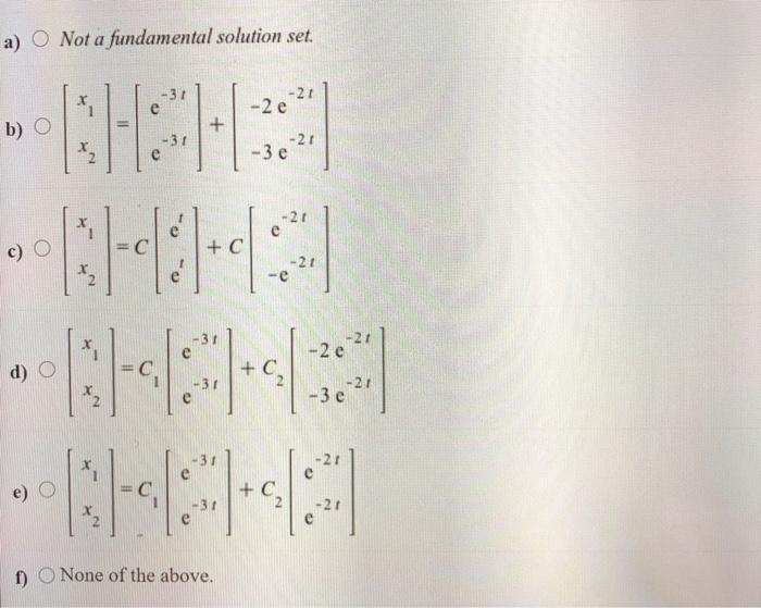 Solved Given the linear differential system x'- Ax with - 5 | Chegg.com