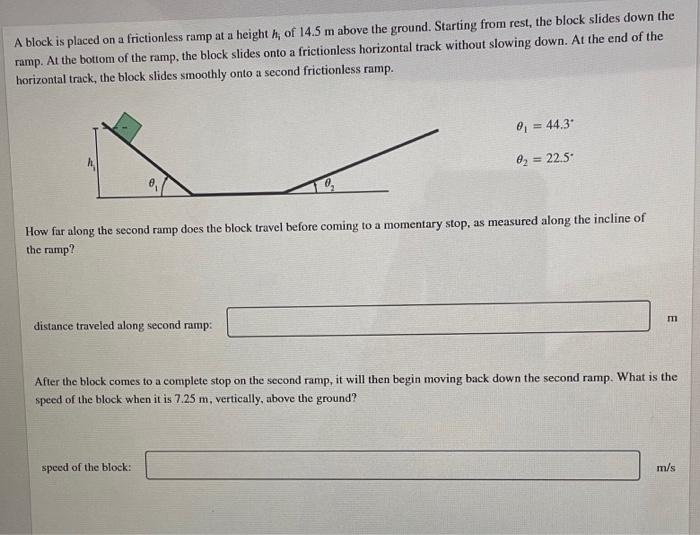 Solved A block is placed on a frictionless ramp at a height | Chegg.com