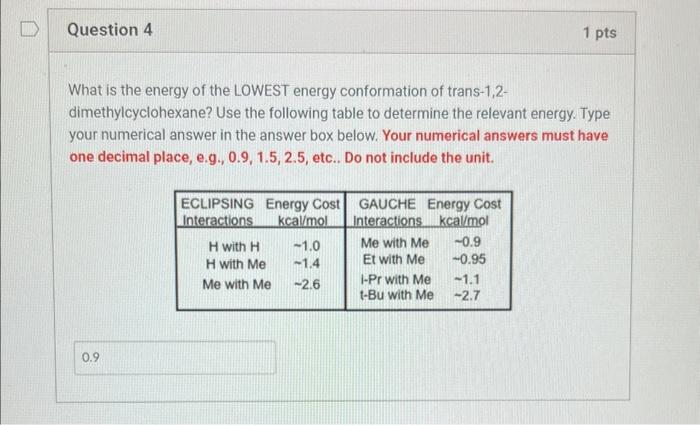 Solved What is the energy of the LOWEST energy conformation | Chegg.com