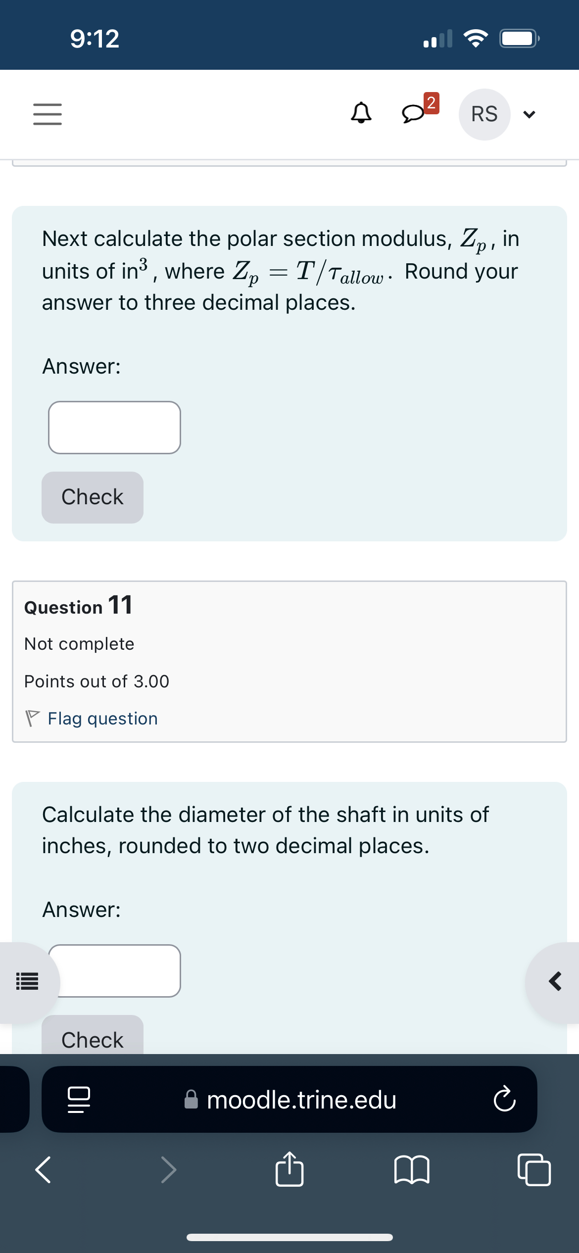 9:12Next calculate the polar section modulus, Zp, ﻿in | Chegg.com