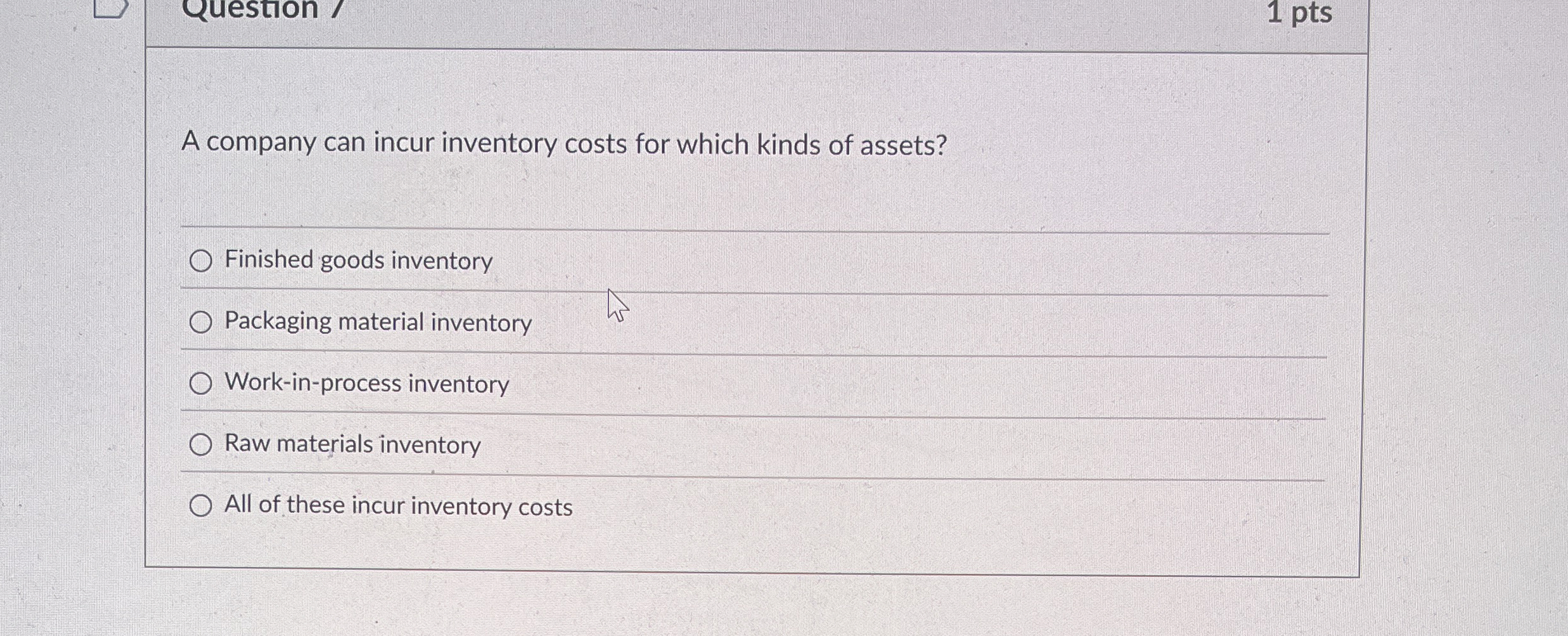 Solved A company can incur inventory costs for which kinds | Chegg.com