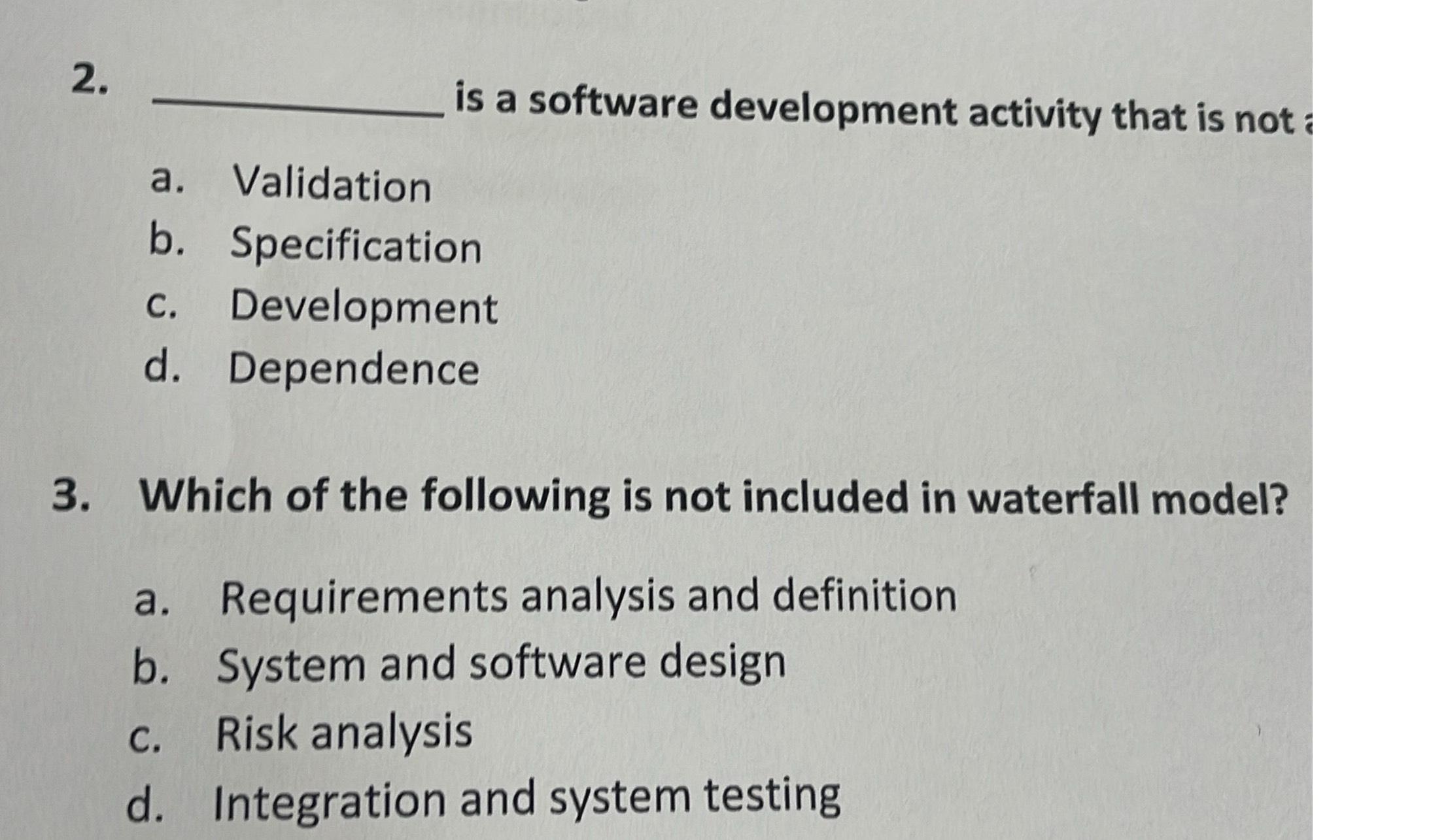 is a software development activity that is not :a. | Chegg.com