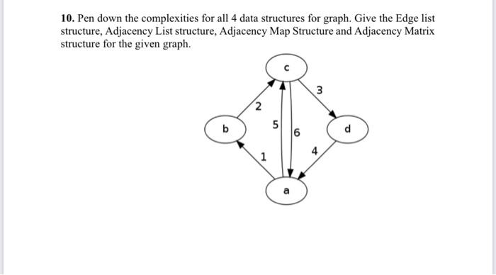 Solved 10. Pen down the complexities for all 4 data | Chegg.com