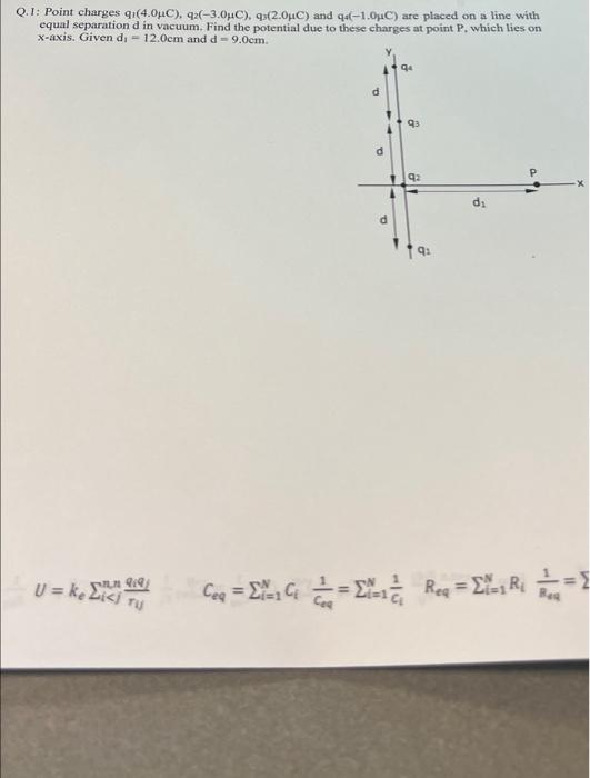 Solved Q.1: Point charges q1(4.0μC), q2(-3.0μC), q3(2.0μC) | Chegg.com