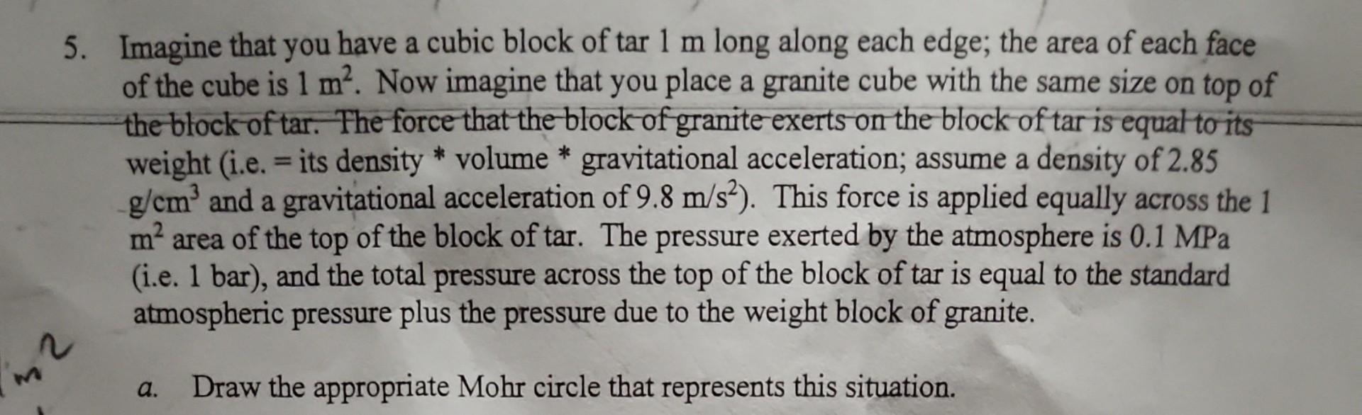 Solved Imagine that you have a cubic block of tar1 m long | Chegg.com