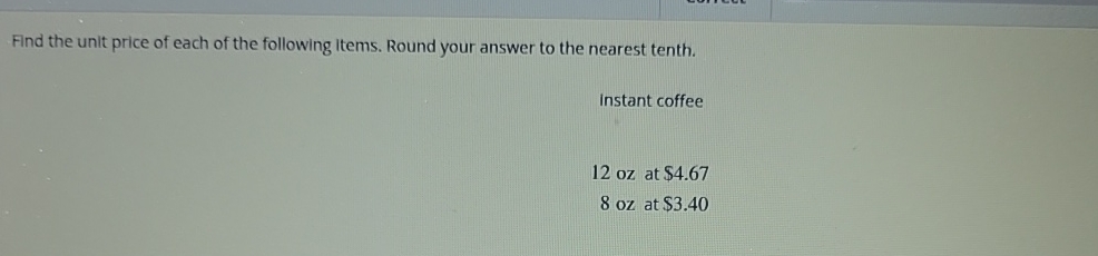 Solved Find the unit price of each of the following items. | Chegg.com
