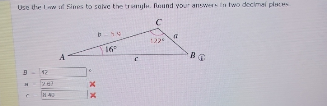 Solved Use the Law of Sines to solve the triangle. Round | Chegg.com