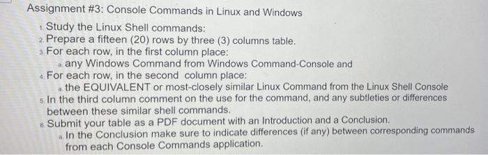 Solved Assignment 3 Console Commands In Linux And Windows