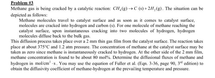 Solved Problem \#3 Methane gas is being cracked by a | Chegg.com