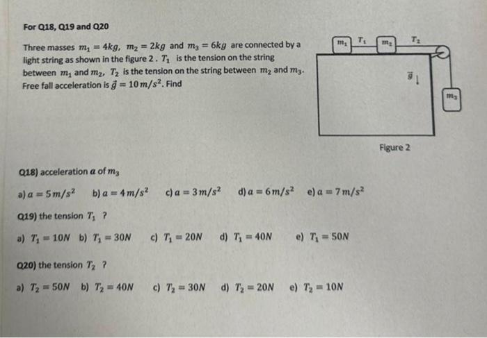 Solved Three masses m1=4 kg,m2=2 kg and m3=6 kg are | Chegg.com
