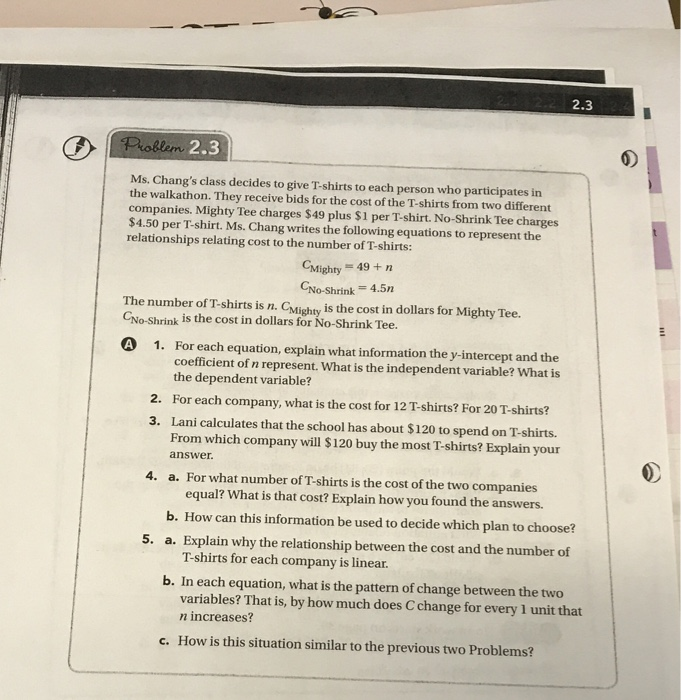 Solved 2312 2.3 Problem 2.3 Ms. Chang's class decides to | Chegg.com