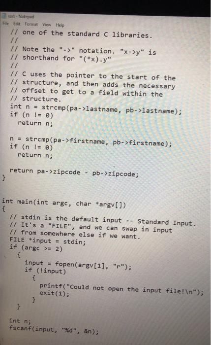 Solved sort - Notepad File Edit Format View Help 1/ sort.c | Chegg.com