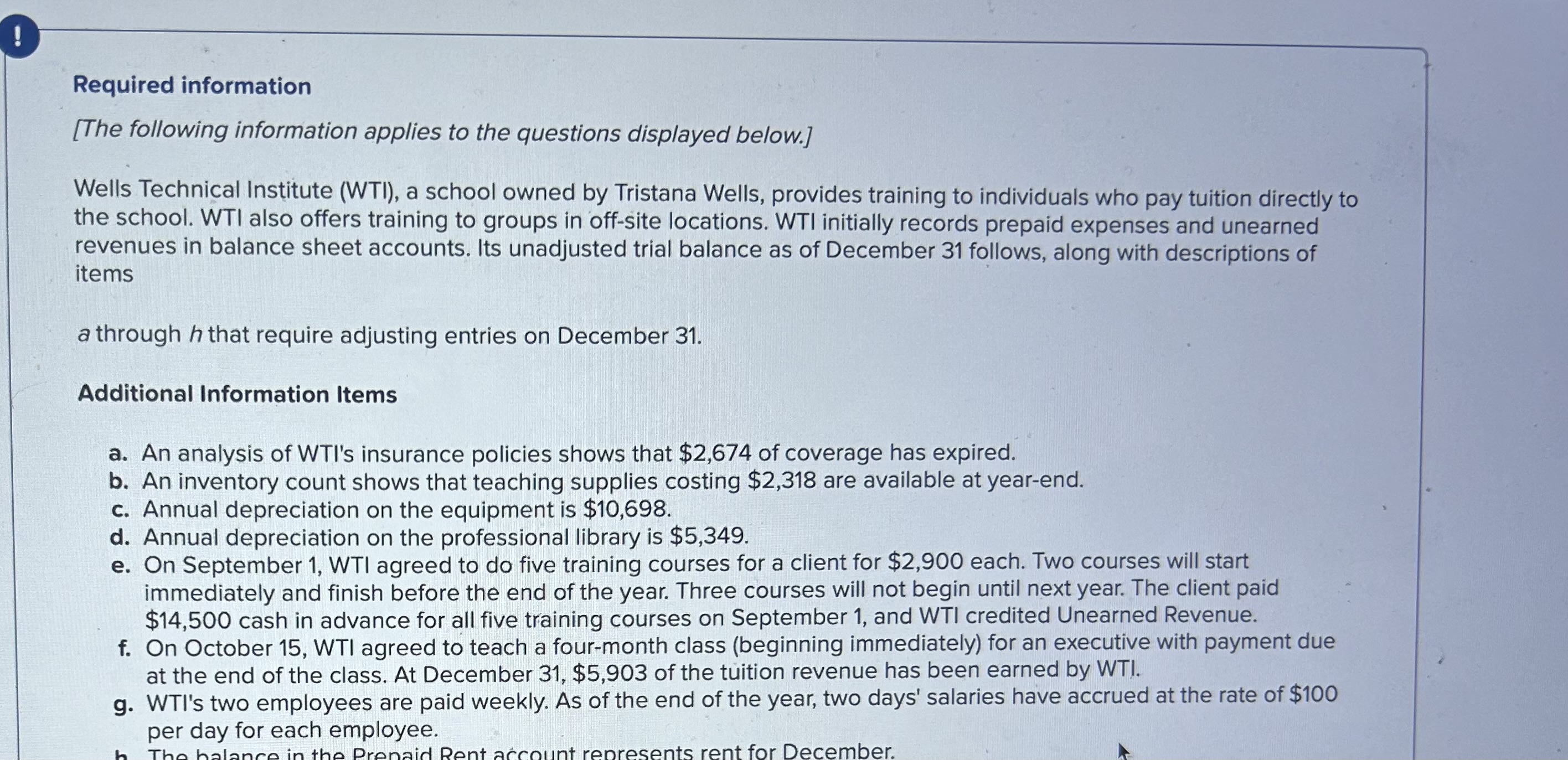 Solved Required information[The following information | Chegg.com