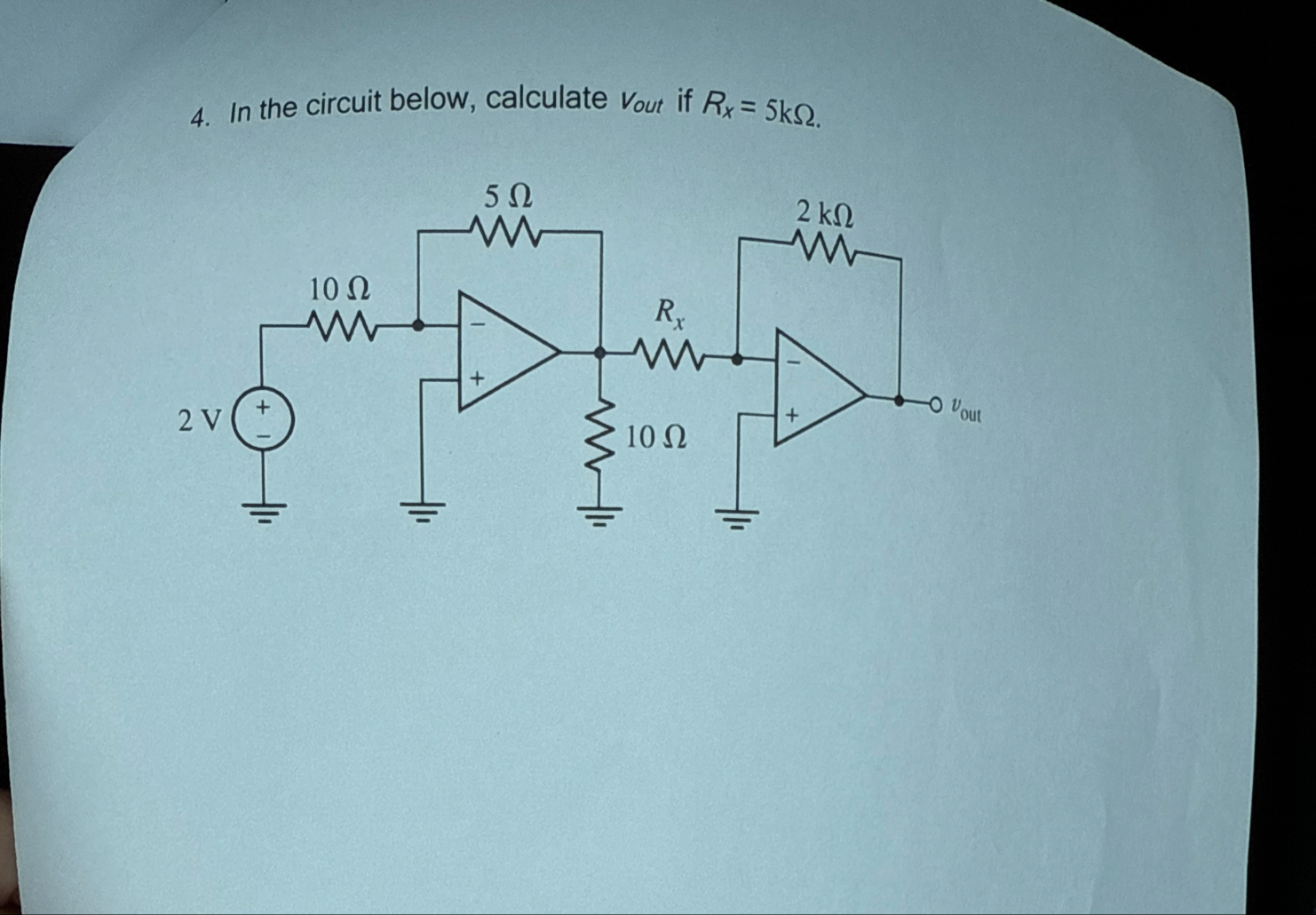 Solved In the circuit below, calculate Vout ﻿if Rx=5kΩ. | Chegg.com