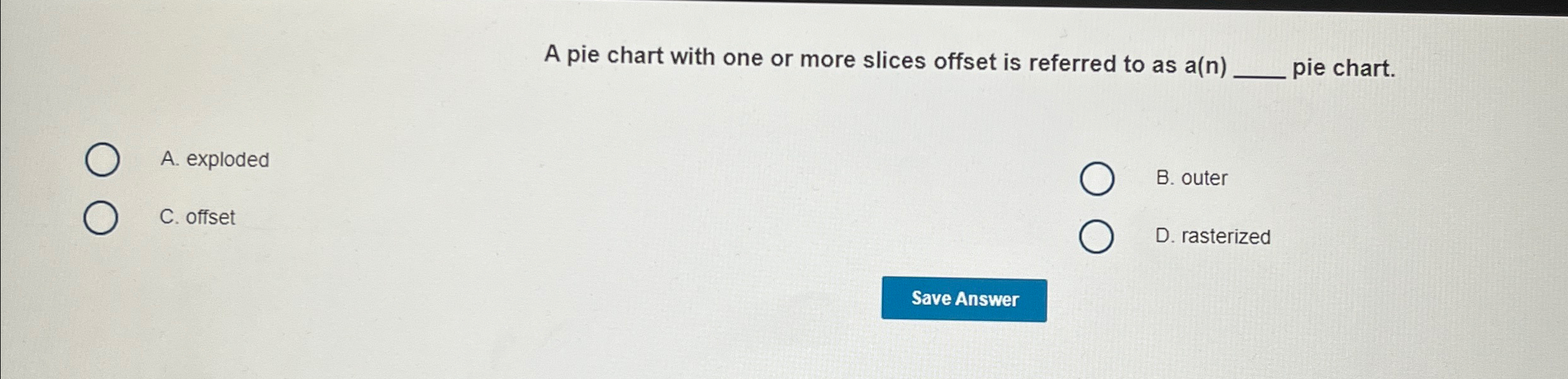 Solved A pie chart with one or more slices offset is | Chegg.com