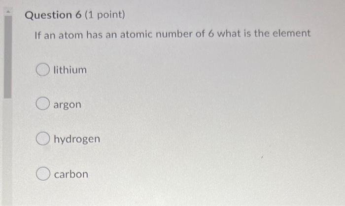 Solved If an atom has an atomic number of 6 what is the | Chegg.com