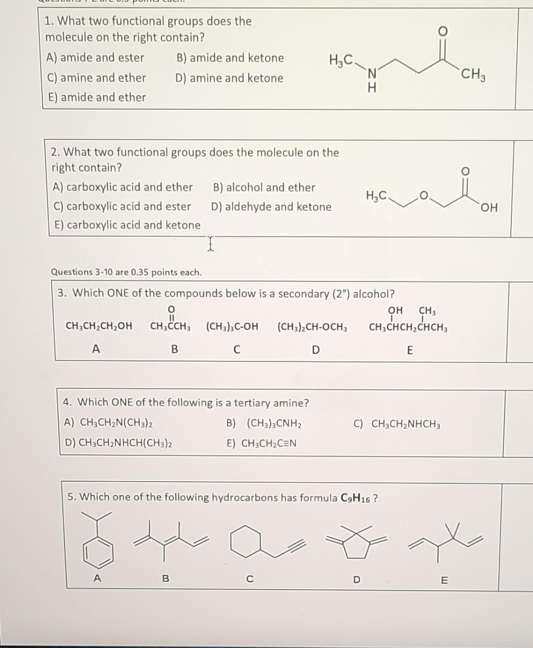 1. What two functional groups does the molecule on | Chegg.com