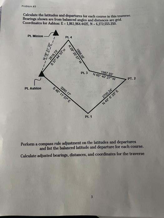 Calculate the latitudes and departures for each | Chegg.com