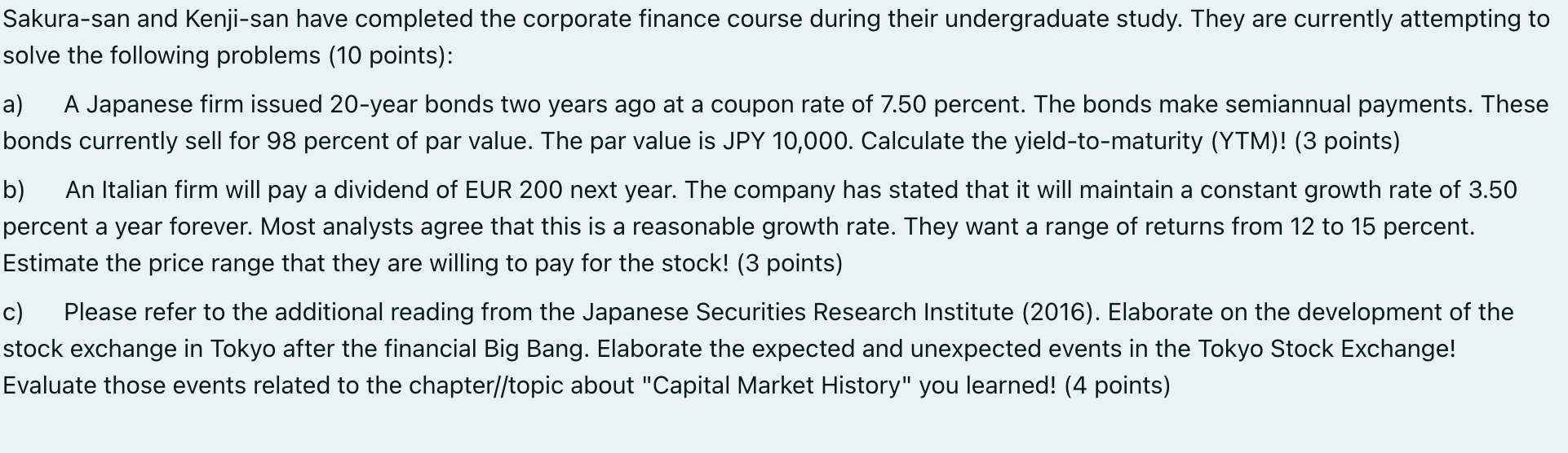 Solved Sakura-san and Kenji-san have completed the corporate | Chegg.com