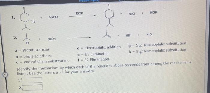 Solved 1. NaOEI EIOH 2. NaOH +NaCl+HOEt a= Proton transfer | Chegg.com