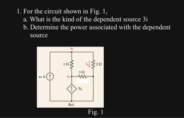 Solved 1. For the circuit shown in Fig. 1, a. What is the | Chegg.com