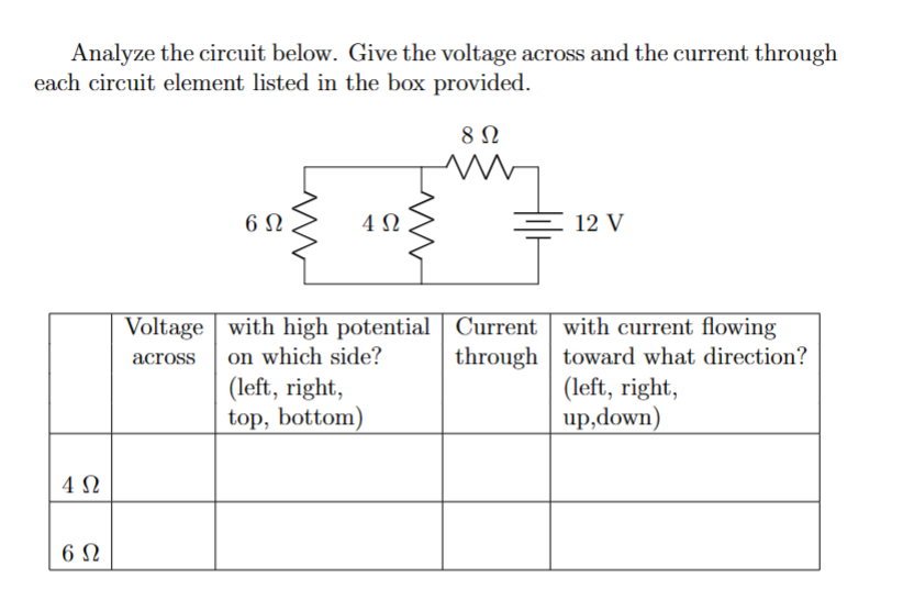 Solved Analyze the circuit below. Give the voltage across | Chegg.com