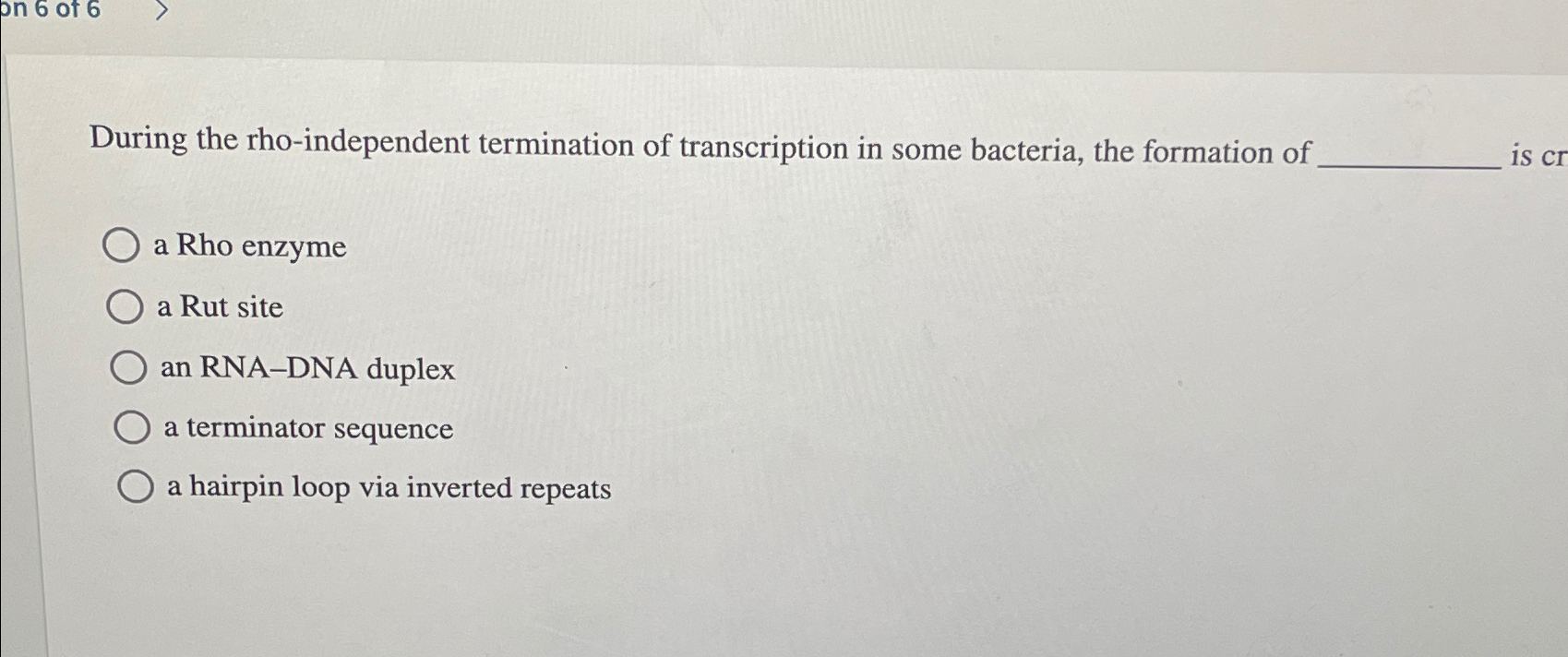 Solved During the rho-independent termination of | Chegg.com
