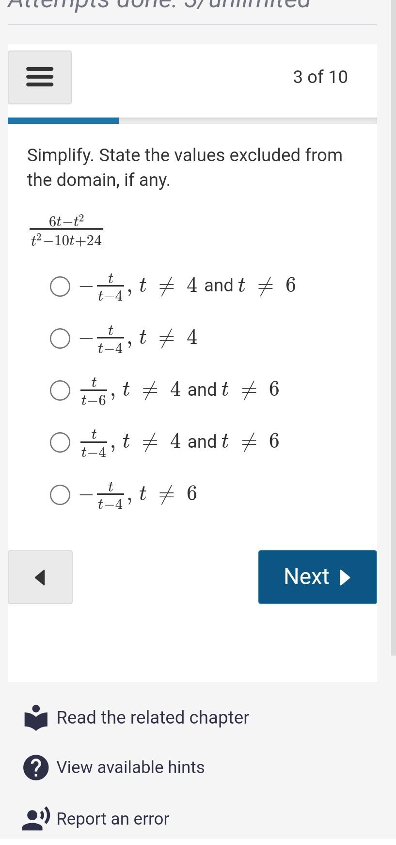 Solved Simplify. State the values excluded from the domain, | Chegg.com