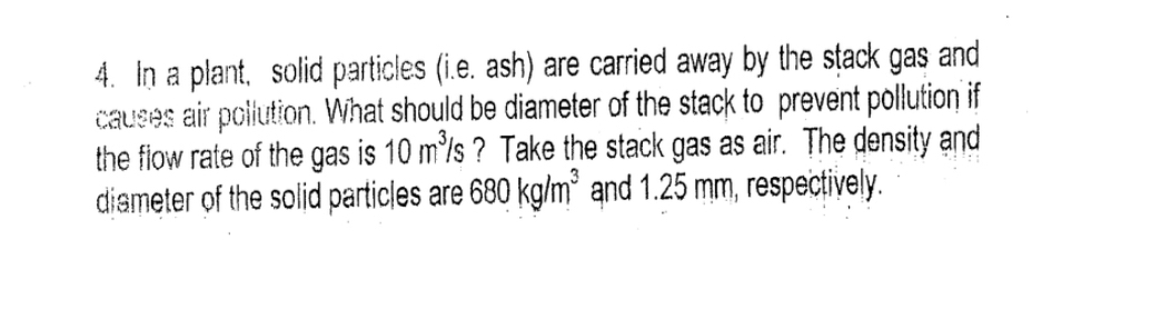 Solved In a plant, solid particles (i.e. ﻿ash) ﻿are carried | Chegg.com