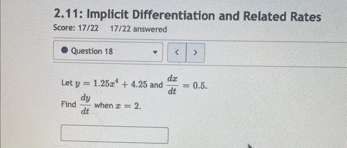 Solved 2.11: Implicit Differentiation and Related Rates | Chegg.com