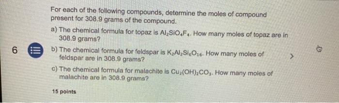 Solved For each of the following compounds, determine the | Chegg.com